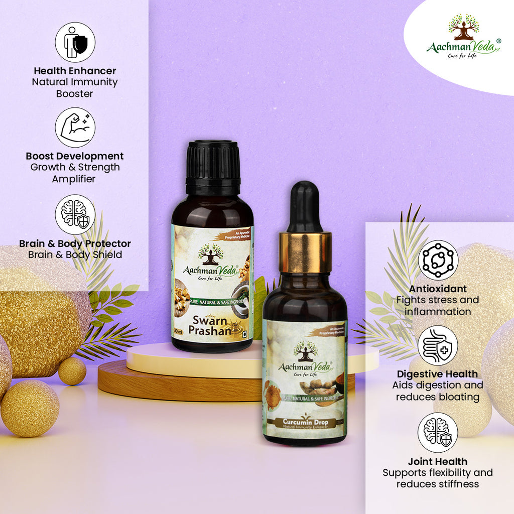 Aachman Veda Swarn Prashan Drops with Curcumin Drops Combo– GudHealthy