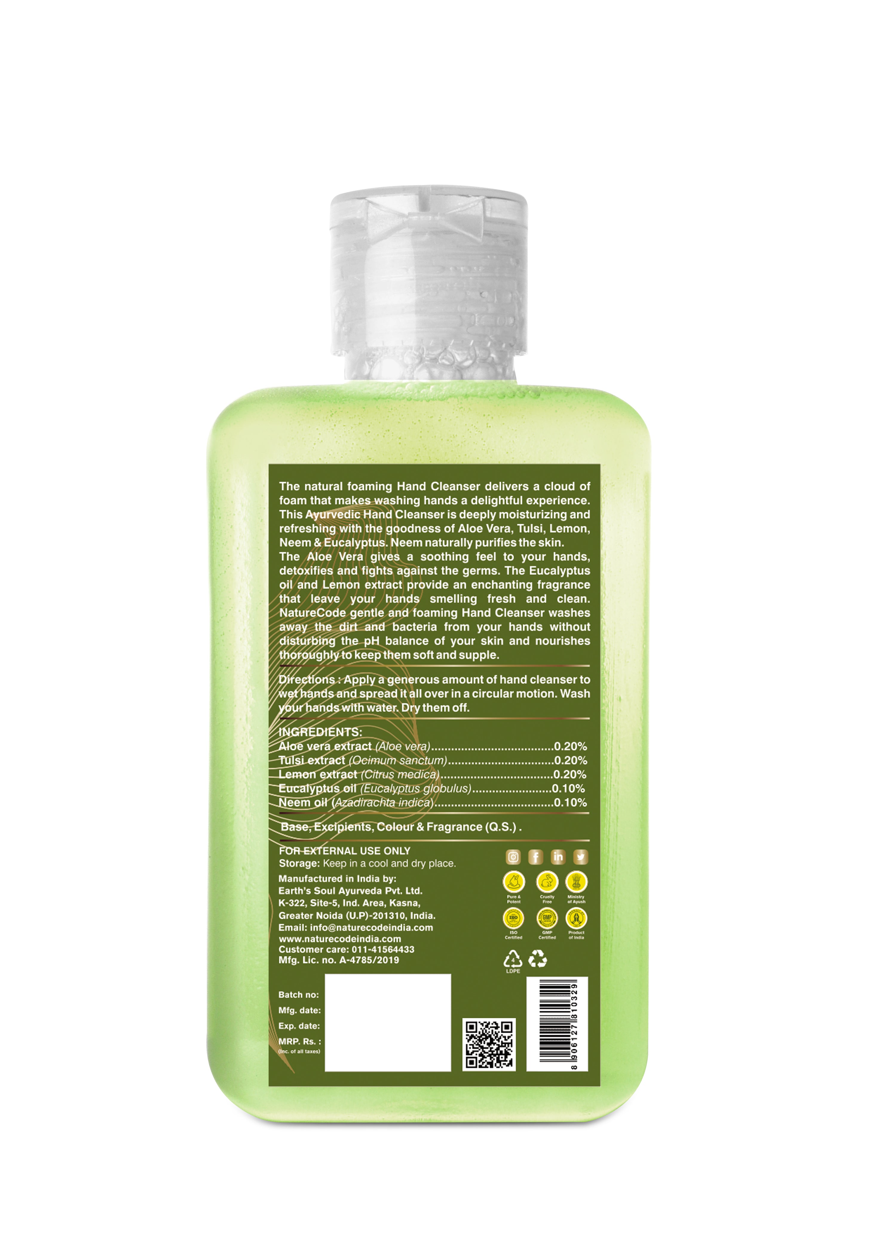 Nature Code Ayurvedic Hand Cleanser - 125ml - GudHealthy