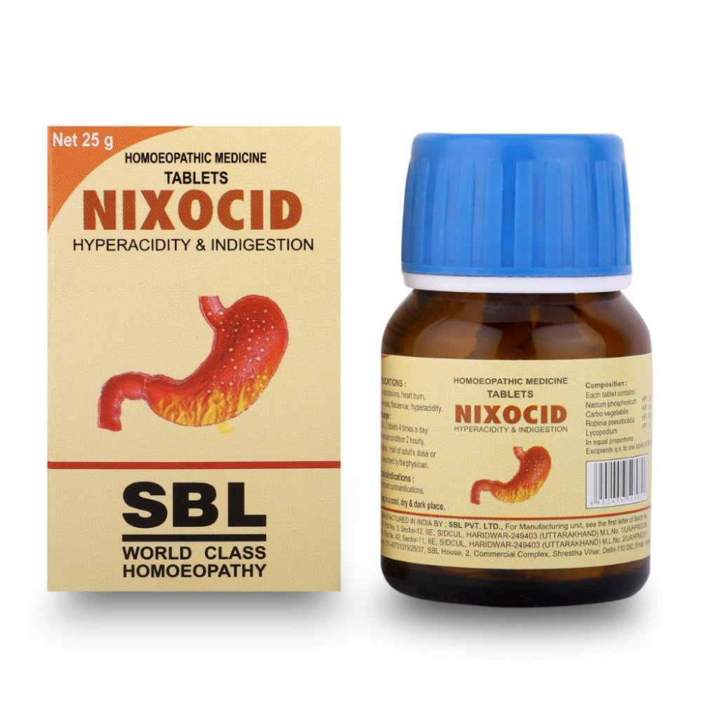 SBL Nixocid Tabs (25g) Relieves Sour Eructations, Heart Burn, Flatulen ...